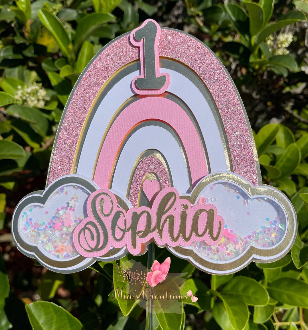 Boho Rainbow Cake Topper With Shaker Clouds, Centerpiece Topper - Etsy