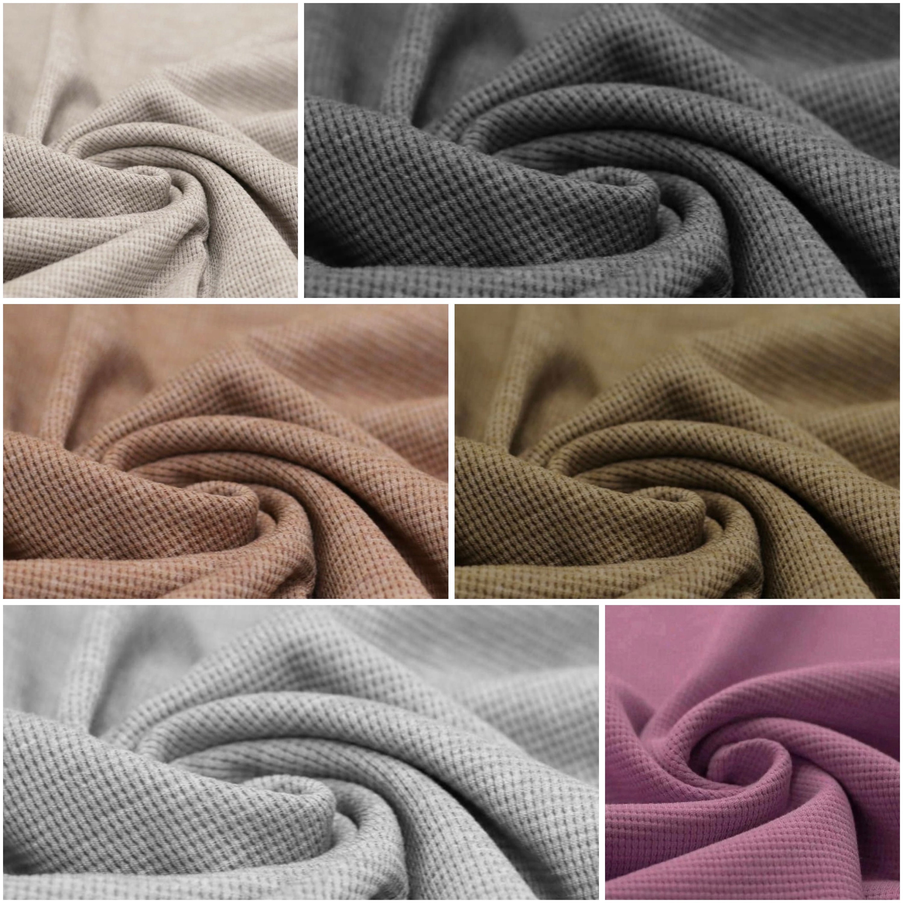 NEW Waffle Knit Jersey Melange / Waffle Jersey / Waffle Fabric, 100% ...