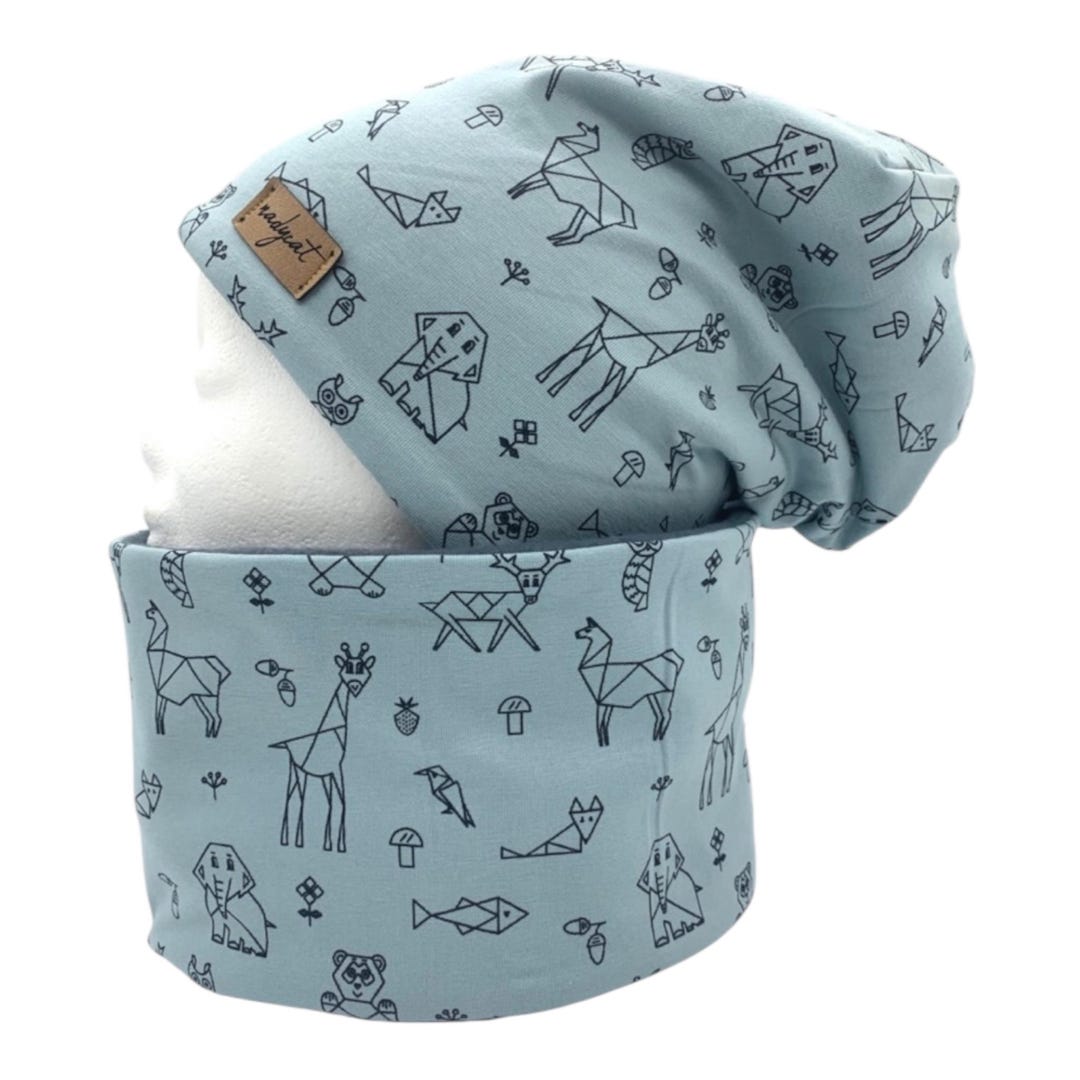 ANIMALS Smoke Blue Beanie With Matching Loop or Individually, Winter ...