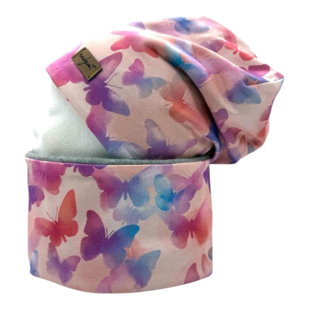 BUTTERFLIES, Beanie With Matching Loop, Winter Set, Transitional Set ...