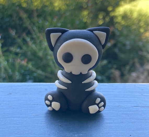 Skelecat Desk Buddy Skeleton Cat Figure Kawaii Goth Gift - Etsy