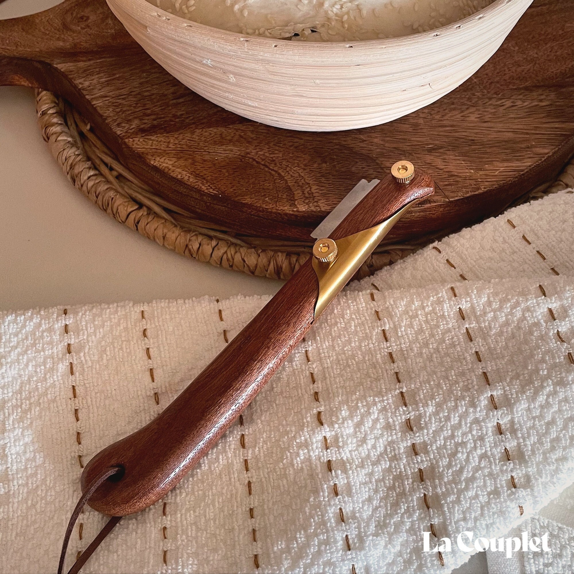 Bread Lame With Gold Tone Hardware, Wooden Bread Lame, Scoring Knife ...