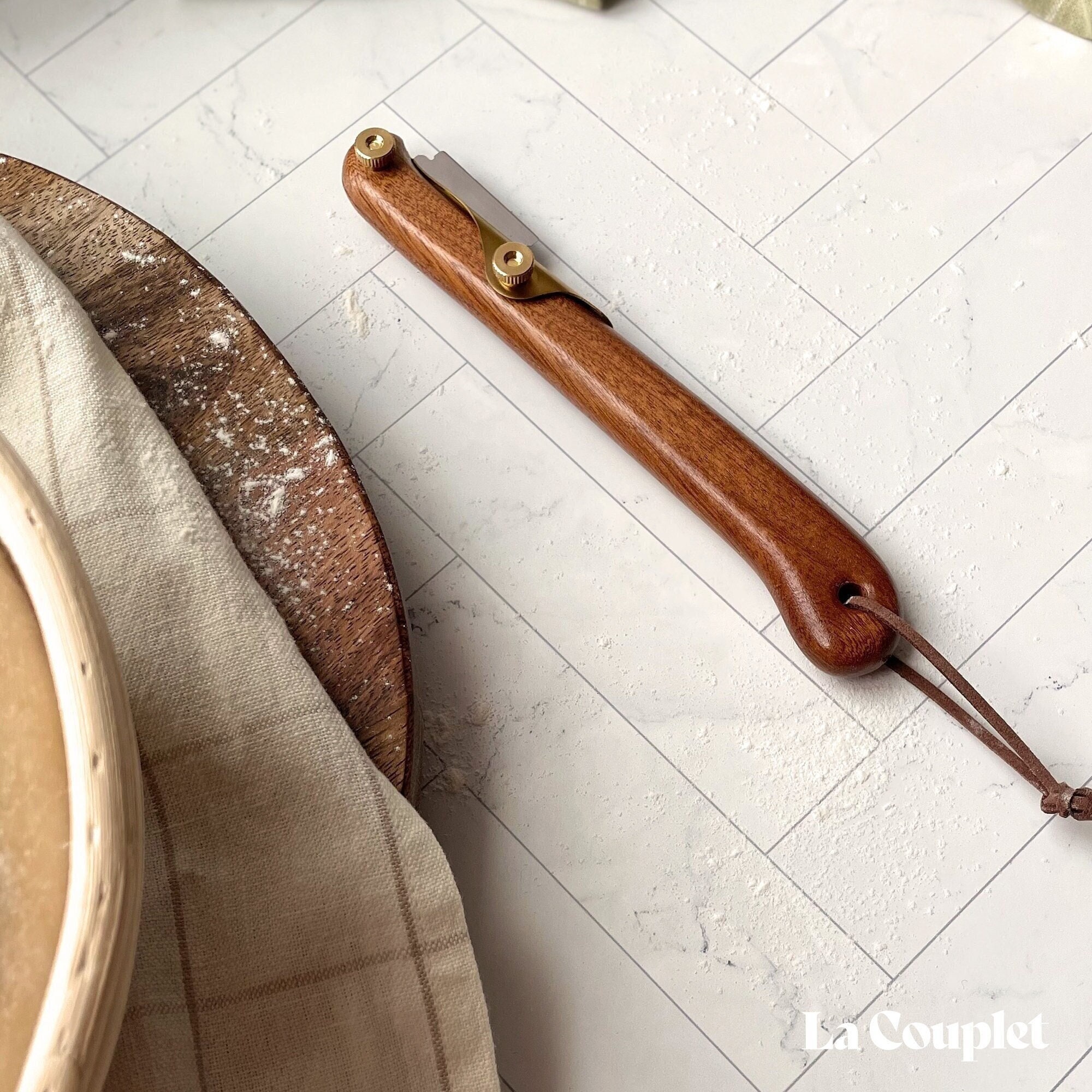Bread Lame With Gold Tone Hardware, Wooden Bread Lame, Scoring Knife ...