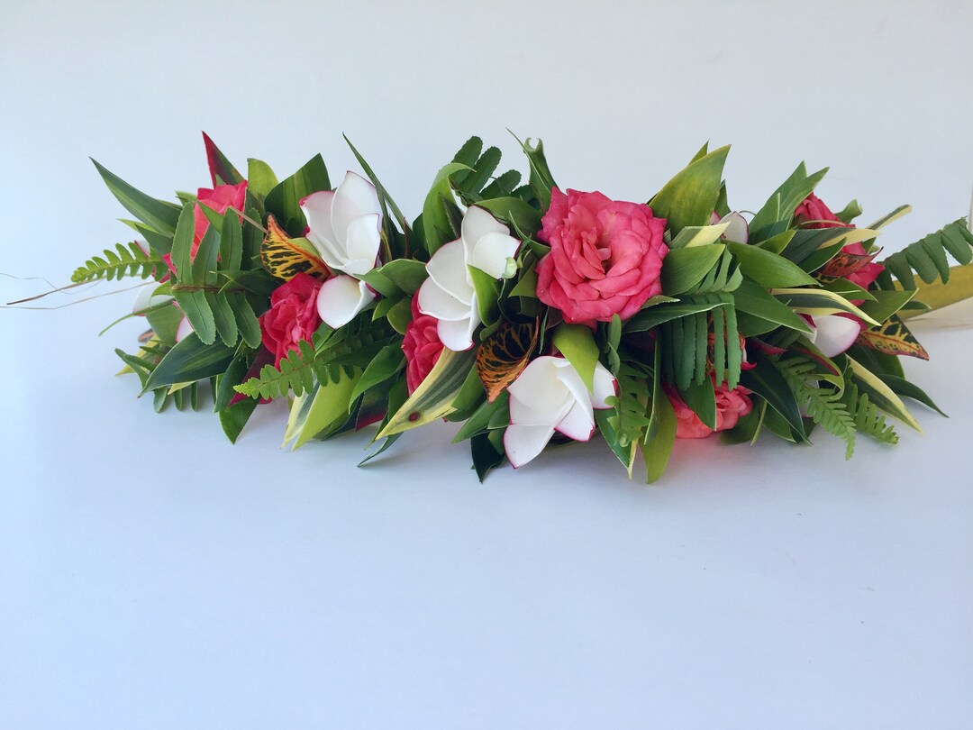 Fresh Pink Plumrose Floral Crown - Lei Po'o Birthday Wedding Graduation ...