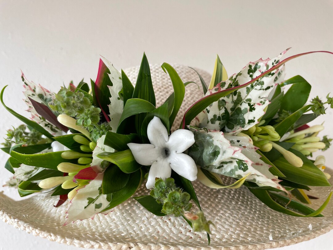 Fresh Floral Crown Oma'oma'o Lei Po'o Haku - Birthday Wedding ...