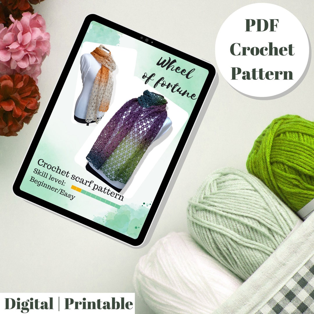 Crochet Lacy Scarf Pattern With Chart in US Terms Instant Download ...