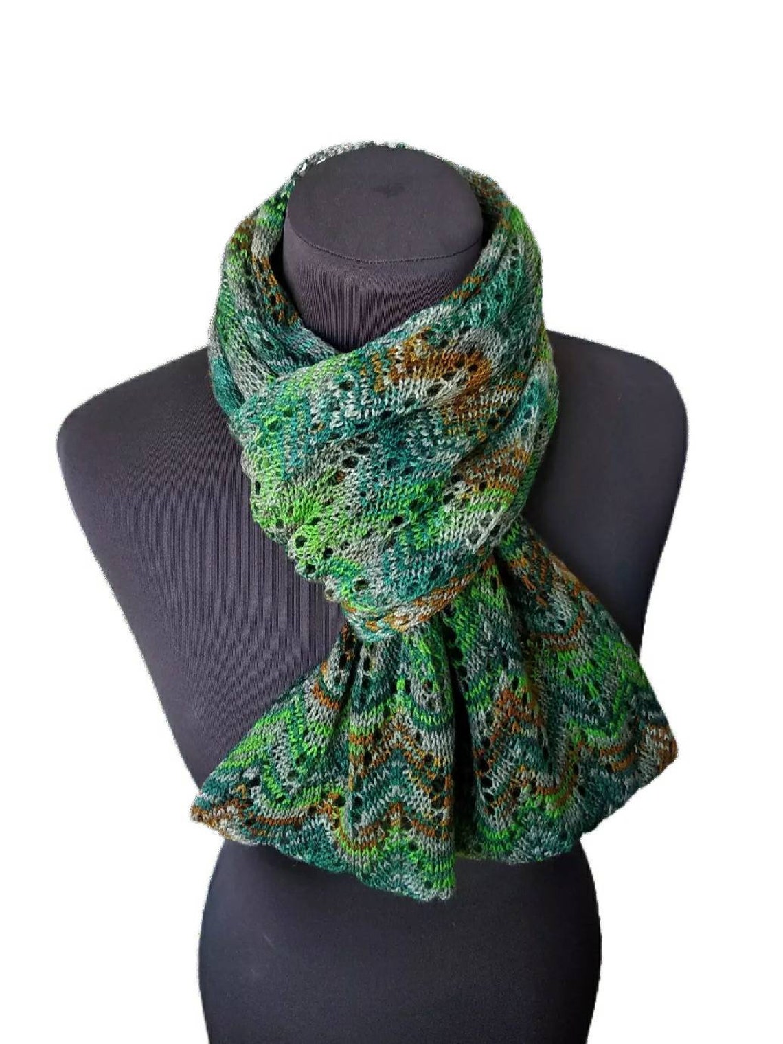 Thin Green Lacy Merino Wool Infinity Scarf for Women Knitted - Etsy UK