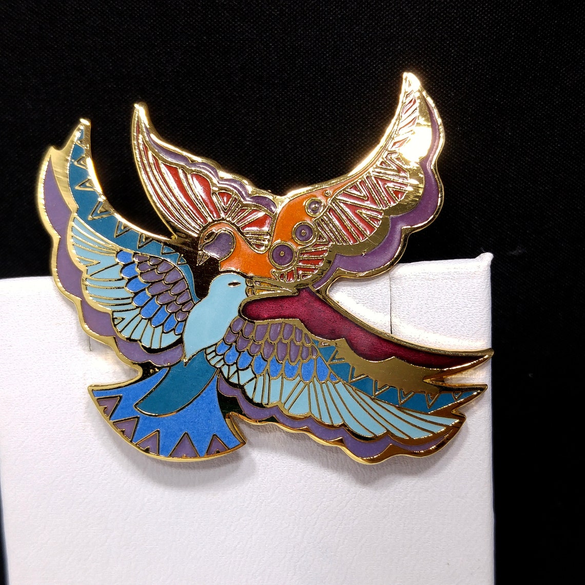 Laurel Burch ethereal Birds Brooch Cloisonné and - Etsy