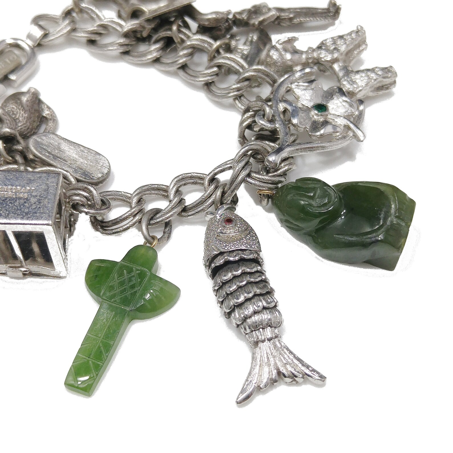 Monet Charm Bracelet Sterling Gemstone Charms 1960s Vintage | Etsy