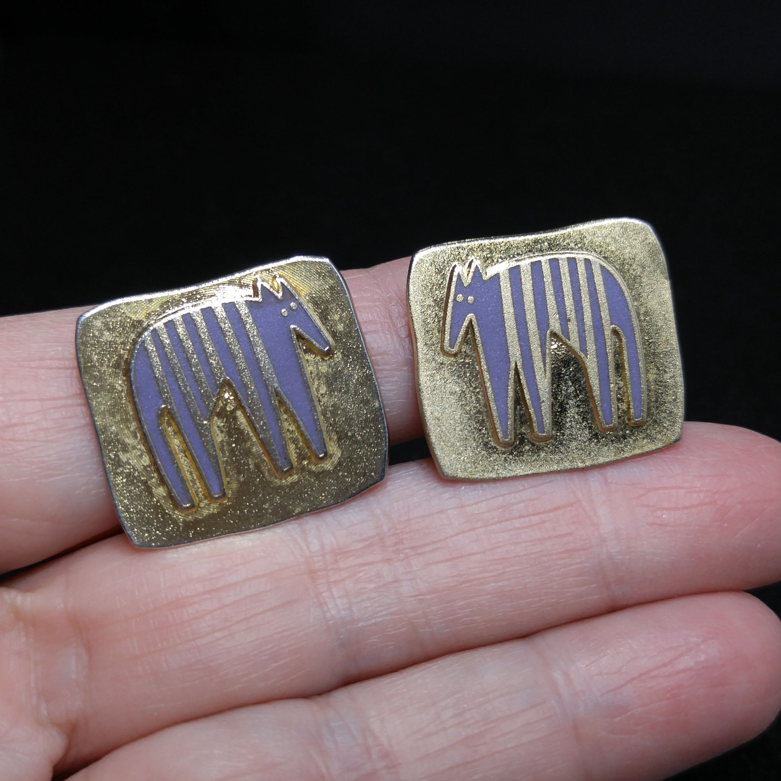 Laurel Burch striped Beast Pendant & Earrings - Etsy