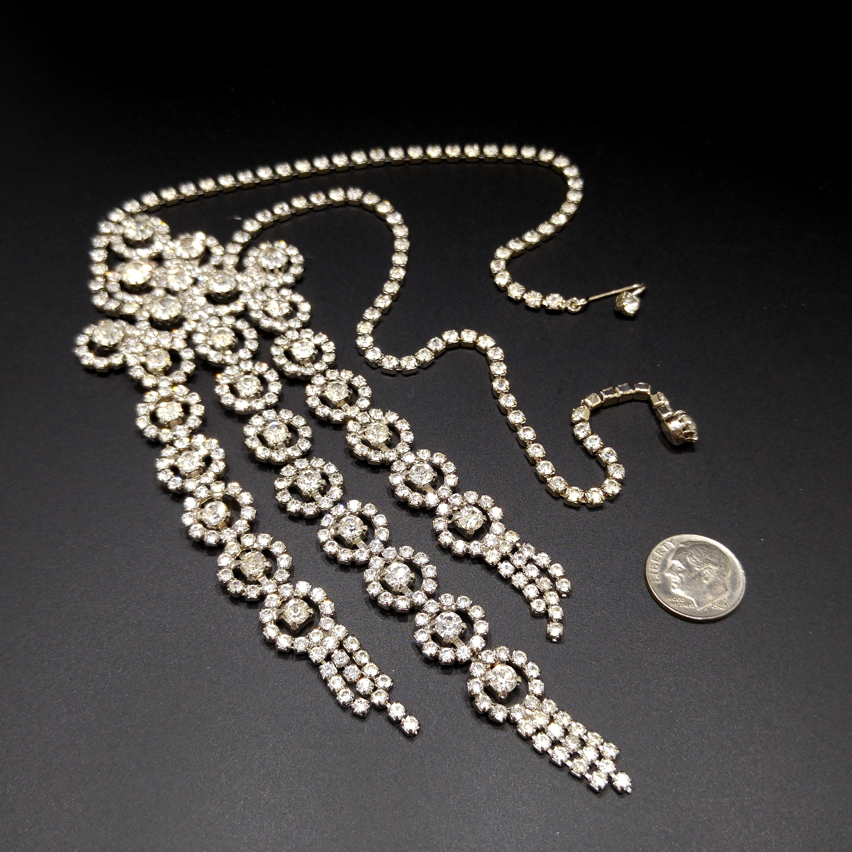 Collier en strass nuptial du milieu du siècle strass clairs | Etsy