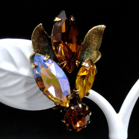 Regency Topaz Brooch Earrings Set, 1950s Vintage Jewe… - Gem