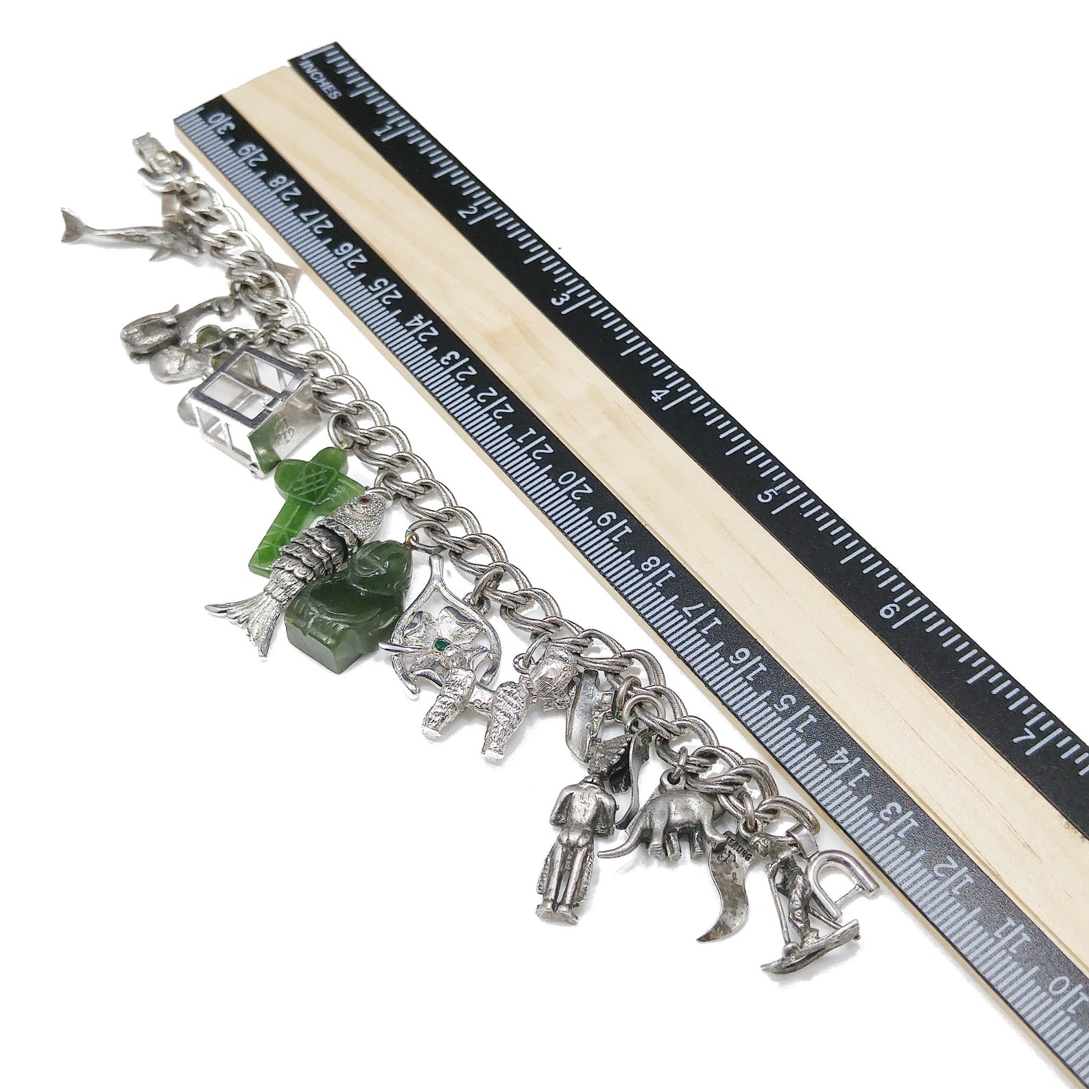 Monet Charm Bracelet Sterling Gemstone Charms 1960s Vintage | Etsy