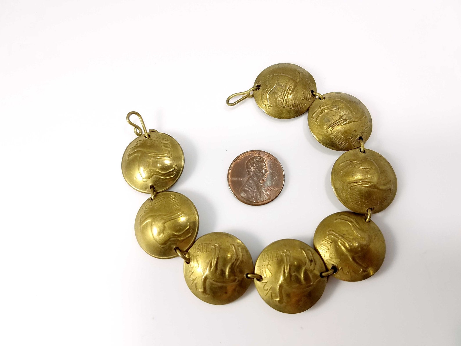 Peruvian Coin Bracelet 1970s Vintage Llama Sol De Oro Peru - Etsy