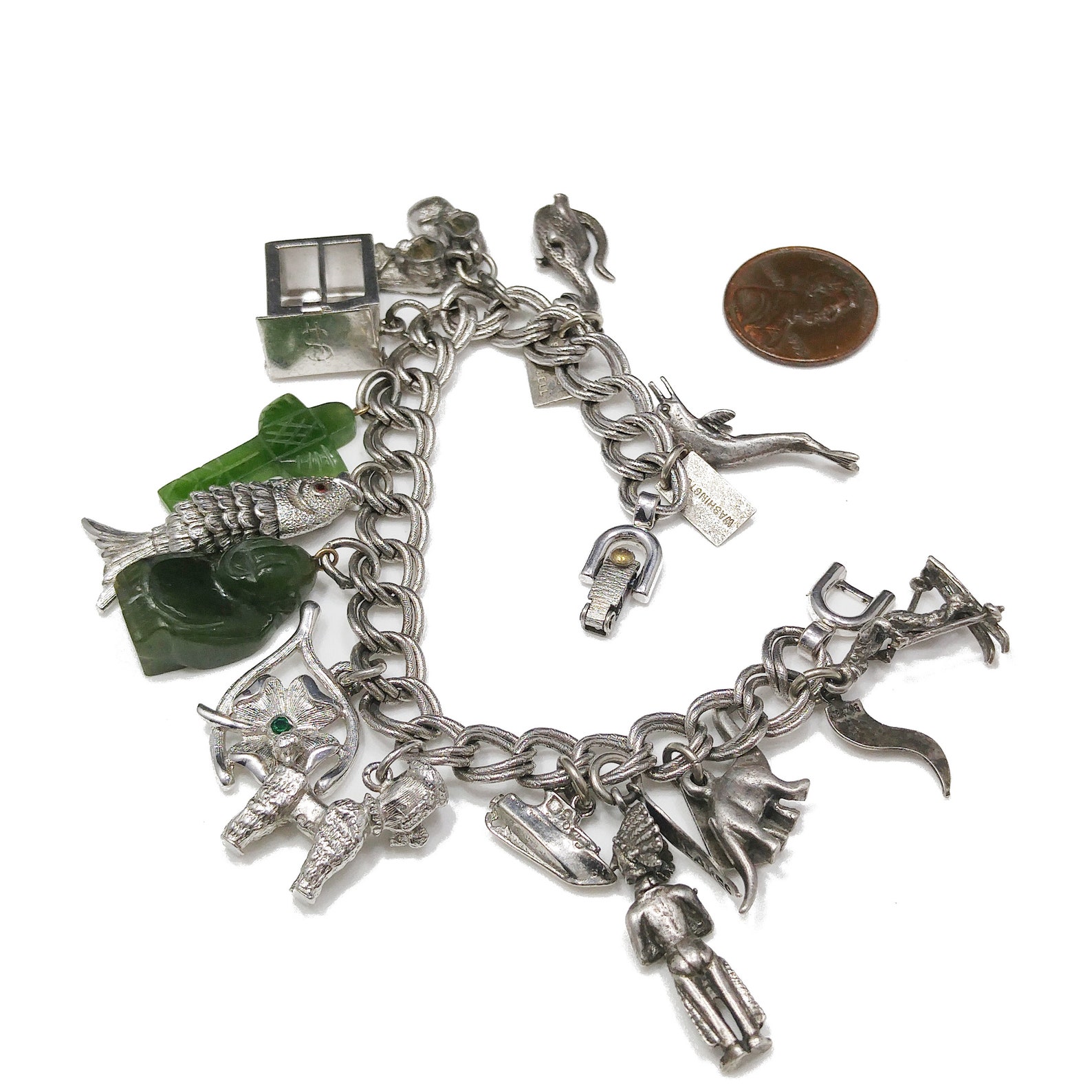 Monet Charm Bracelet Sterling Gemstone Charms 1960s Vintage - Etsy