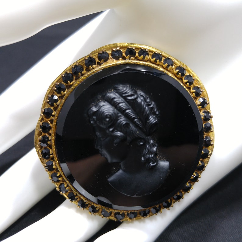 Original by Robert Black Cameo Brooch Victorian Revival Glass - Etsy