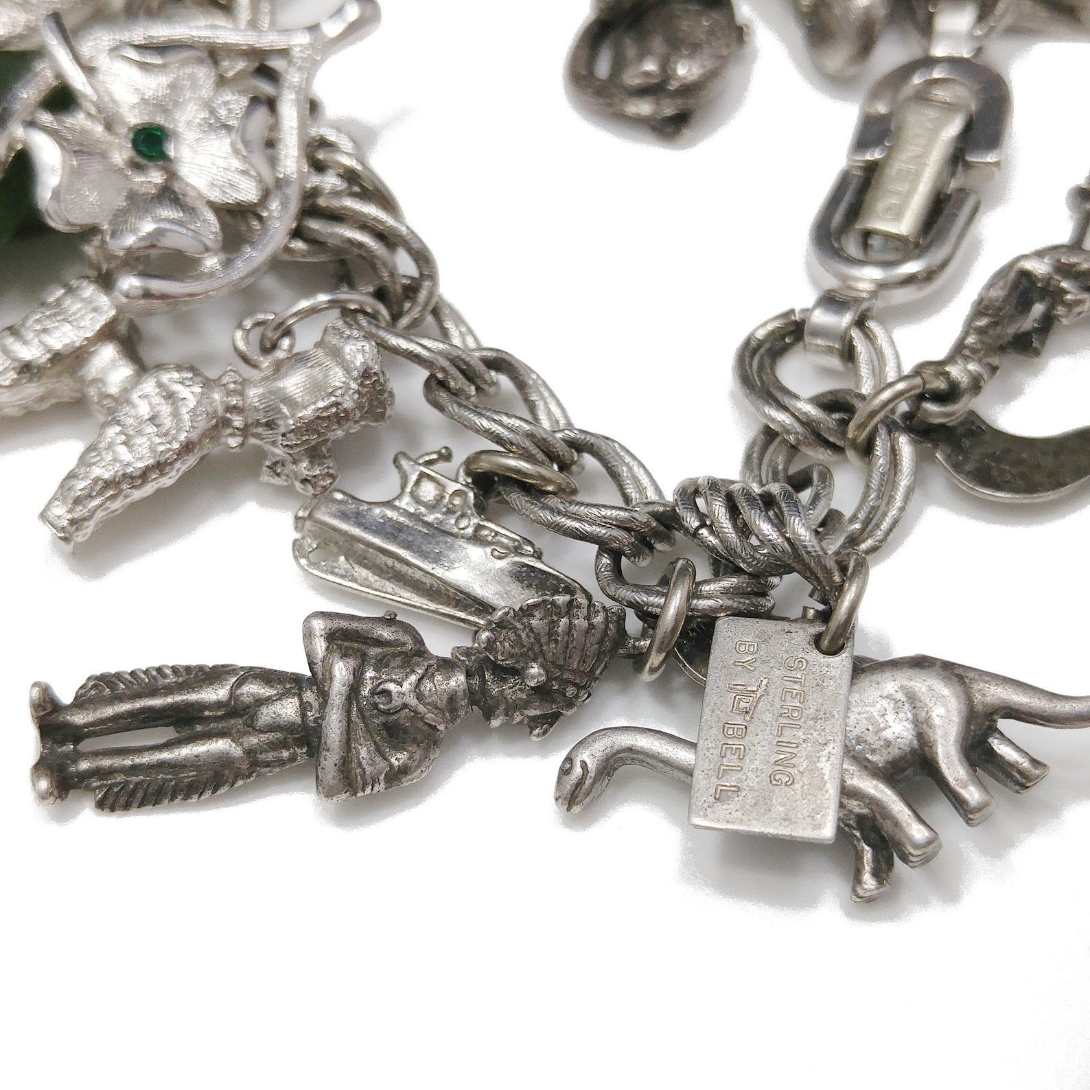 Monet Charm Bracelet Sterling Gemstone Charms 1960s Vintage - Etsy