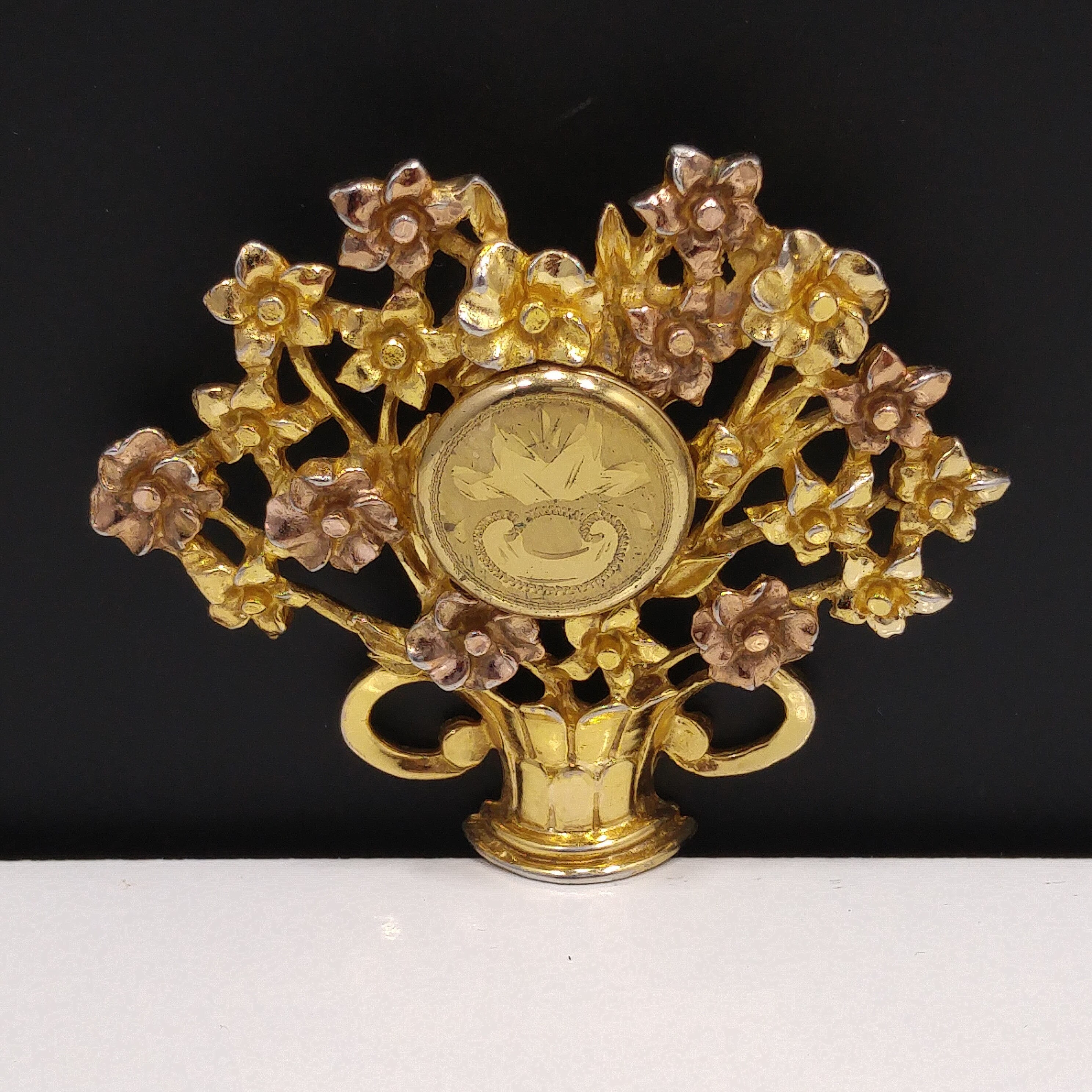 Hidden Locket Large Fur Clip Gold Plated Flower Bouquet | Etsy