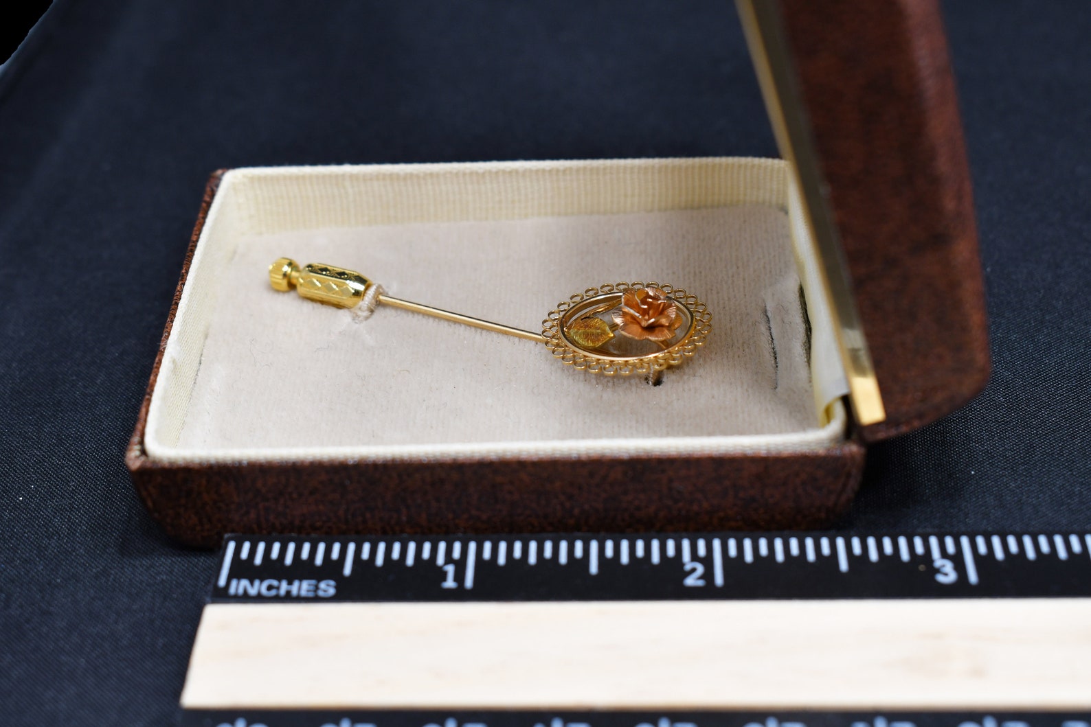 Krementz Rose Flower Stick Pin 14K Gold Overlay In Original | Etsy