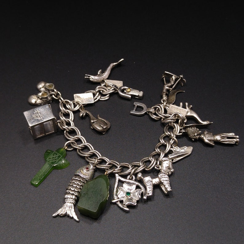 Monet Charm Bracelet Sterling Gemstone Charms 1960s Vintage - Etsy