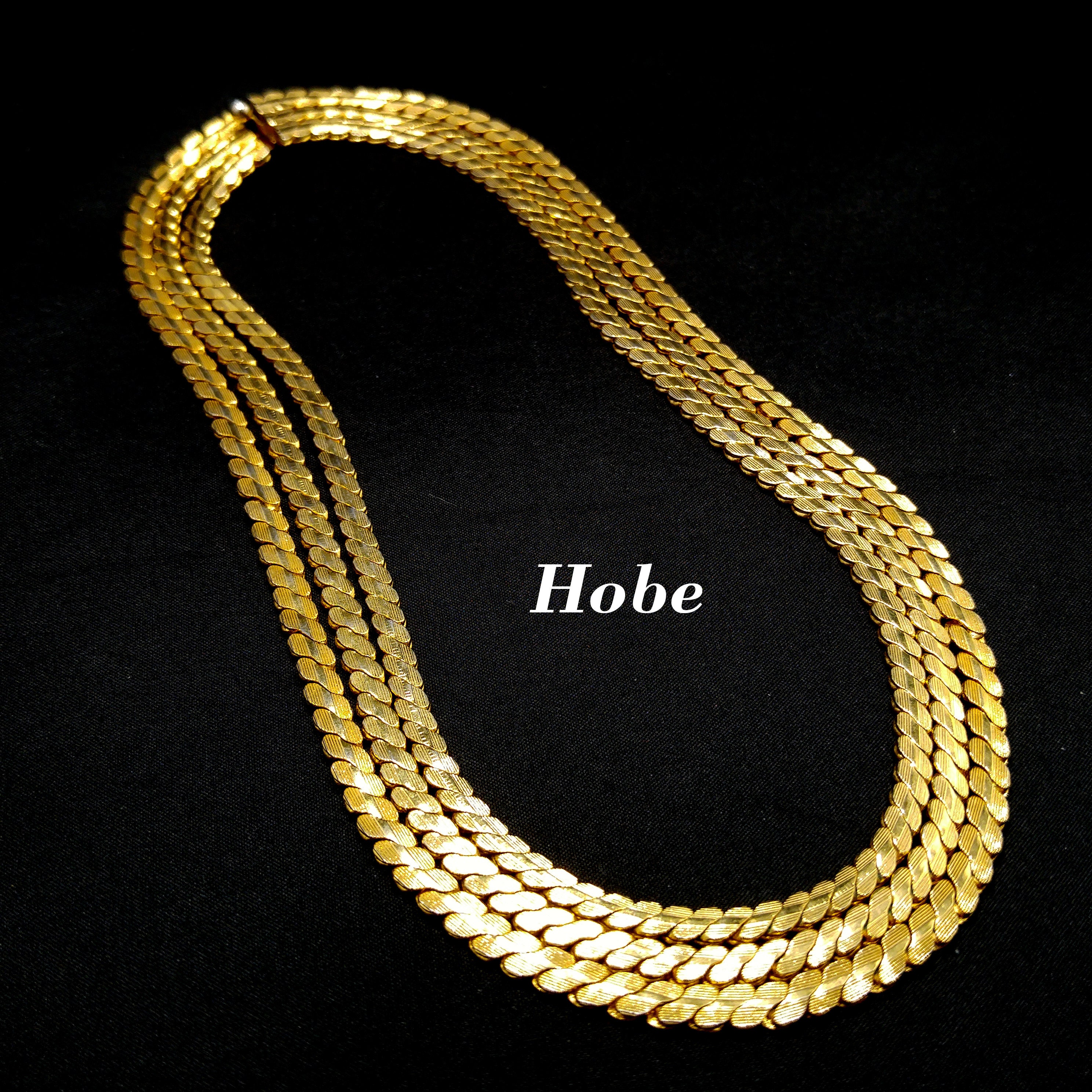 Hobe Curb Chain Necklace Three Strands Gold Plated 1960s | Etsy