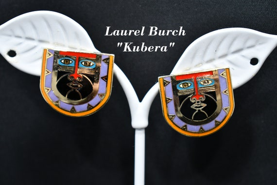 Laurel Burch kubera Mask Tribal Post Earrings - Etsy
