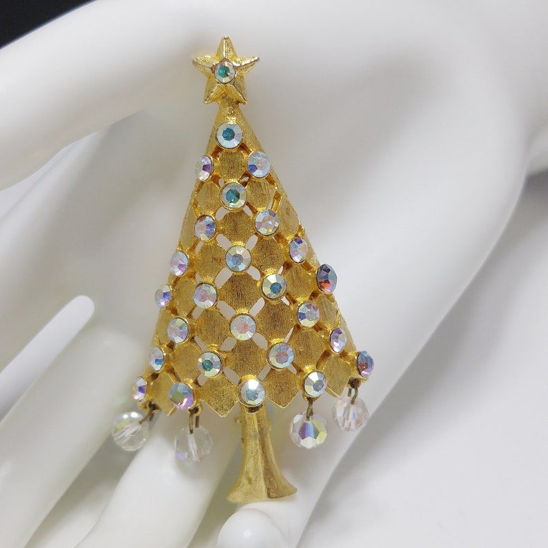 MYLU Christmas Tree Brooch Aurora Borealis Crystals Branch - Etsy