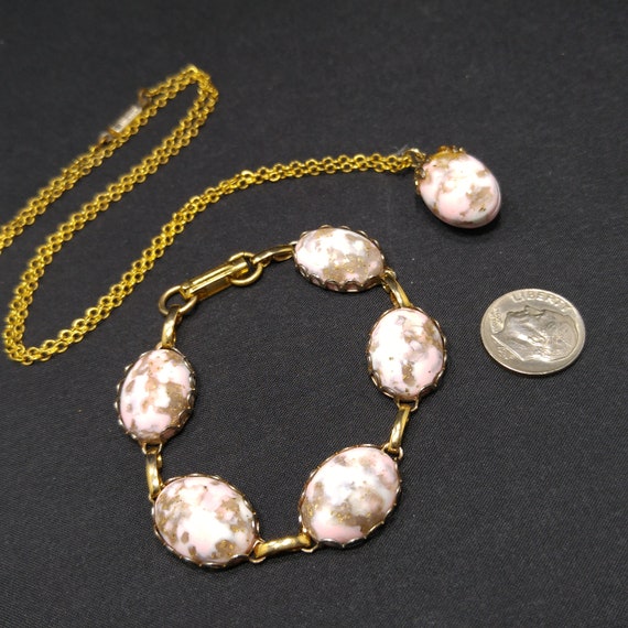German Pink Gold Glitter Robins Egg Bracelet & Neckla… - Gem
