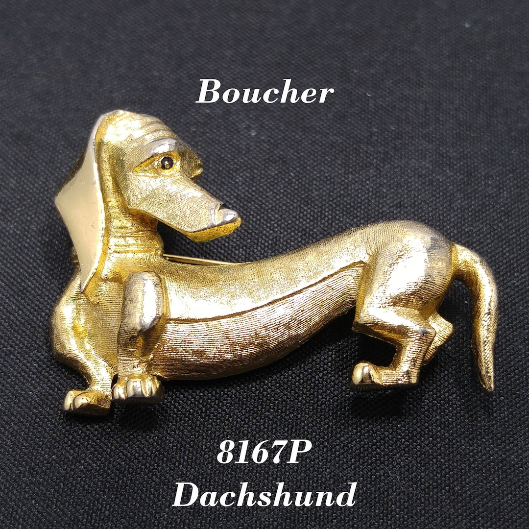 Boucher Dachshund Dog Brooch, Number 8167P, 1960s Vintage Jewelry - Etsy
