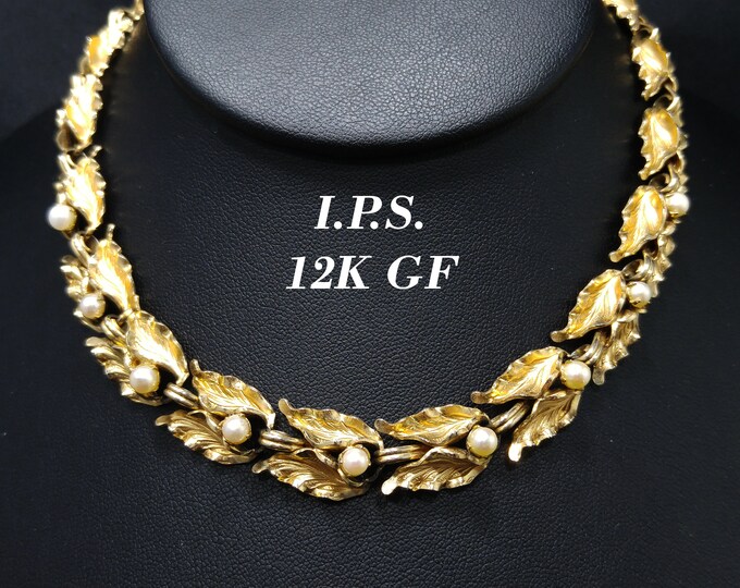 I.P.S. Imperial Pearl Choker Necklace, 12K Gold Filled, 1940s Vintage ...