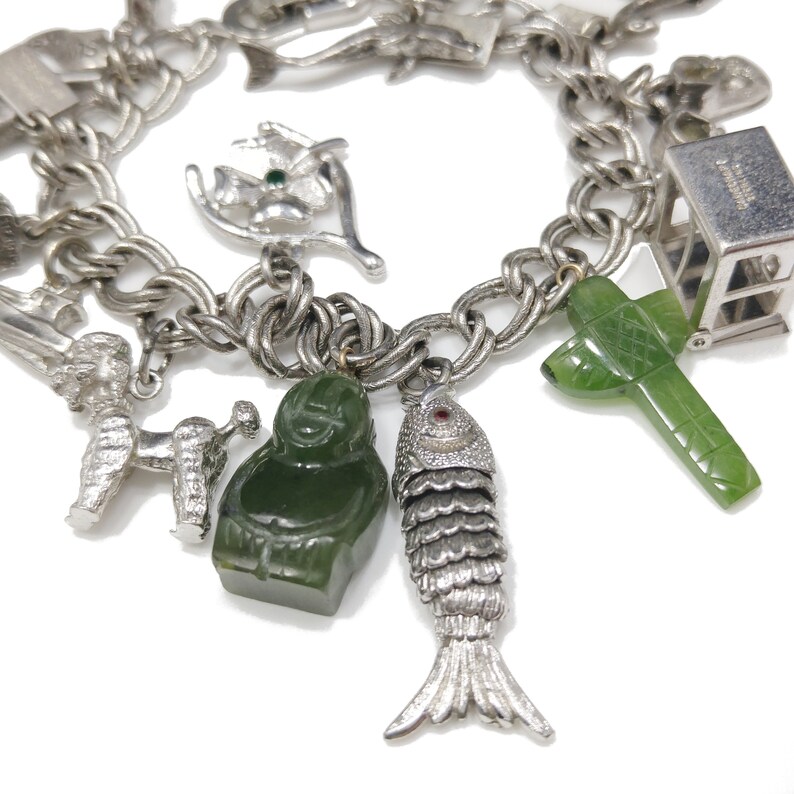 Monet Charm Bracelet Sterling Gemstone Charms 1960s Vintage - Etsy