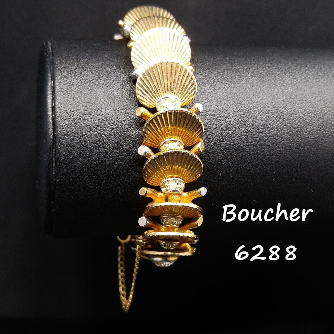Marcel Boucher 6288 Fan Bracelet 1960s Pavé Rhinestone Art Deco Gold ...