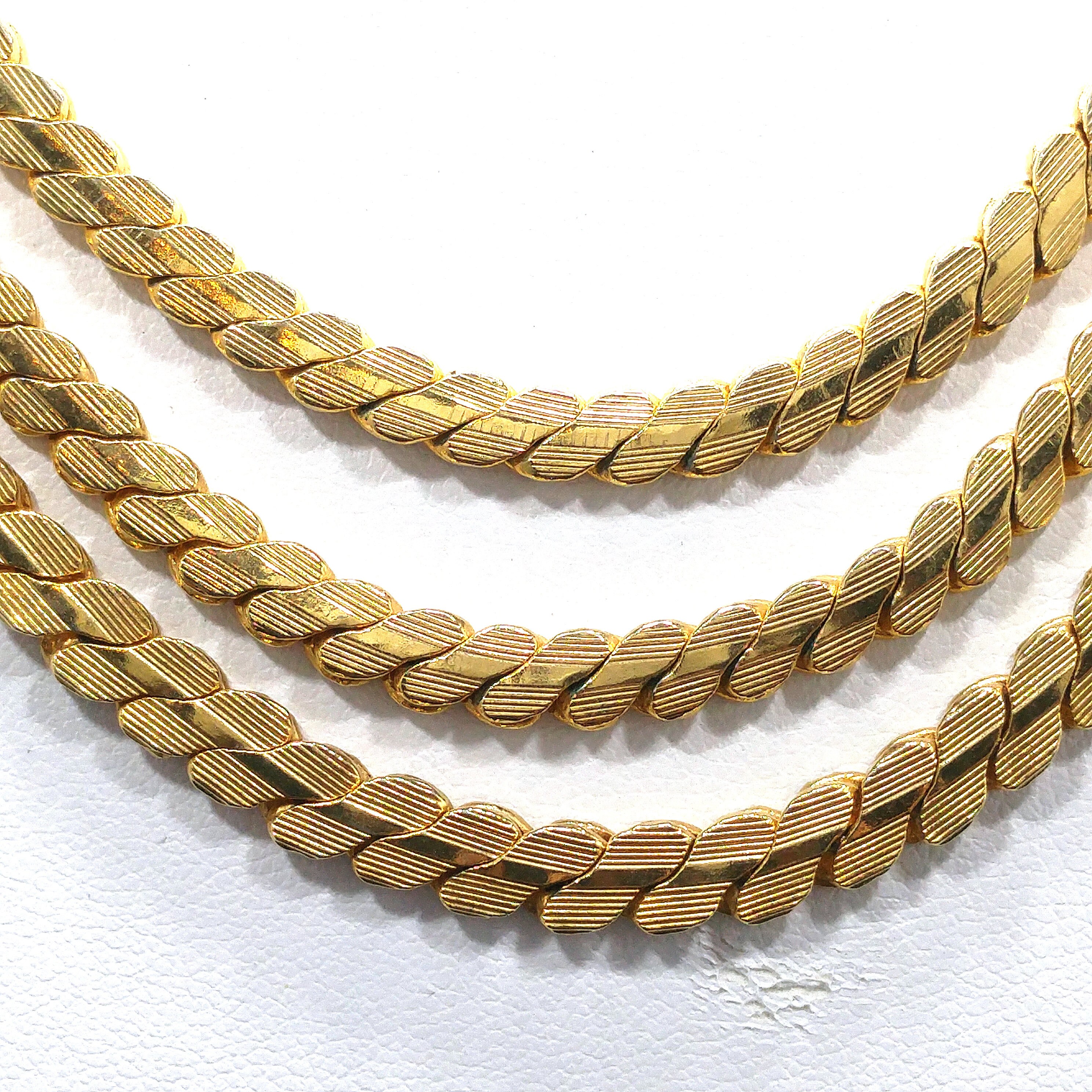 Hobe Curb Chain Necklace Three Strands Gold Plated 1960s | Etsy