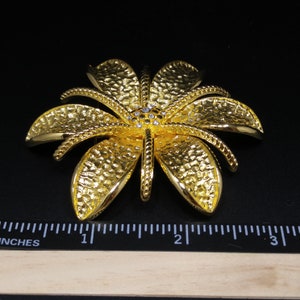 Joan Rivers Large Gold Plated Flower Brooch, Clear Rhinestones ...