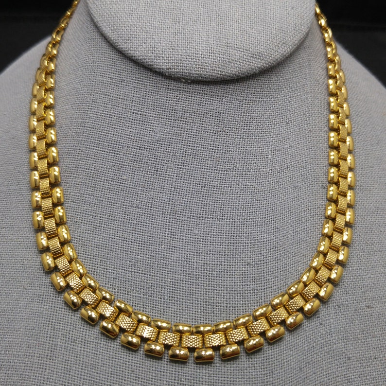 Vintage Monet Interlocking Chain Choker Necklace Gold Plated - Etsy