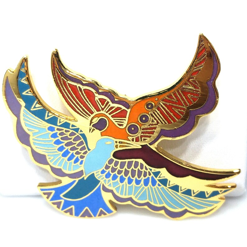 Laurel Burch ethereal Birds Brooch Cloisonné and - Etsy