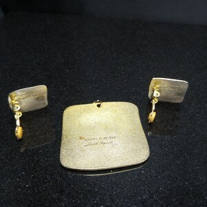 Laurel Burch striped Beast Pendant & Earrings, Brass Purple Enamel ...