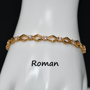 Roman Vintage Tennis Bracelet Gold Plated Clear Rhinestones 1970s Vintage Jewelry Etsy