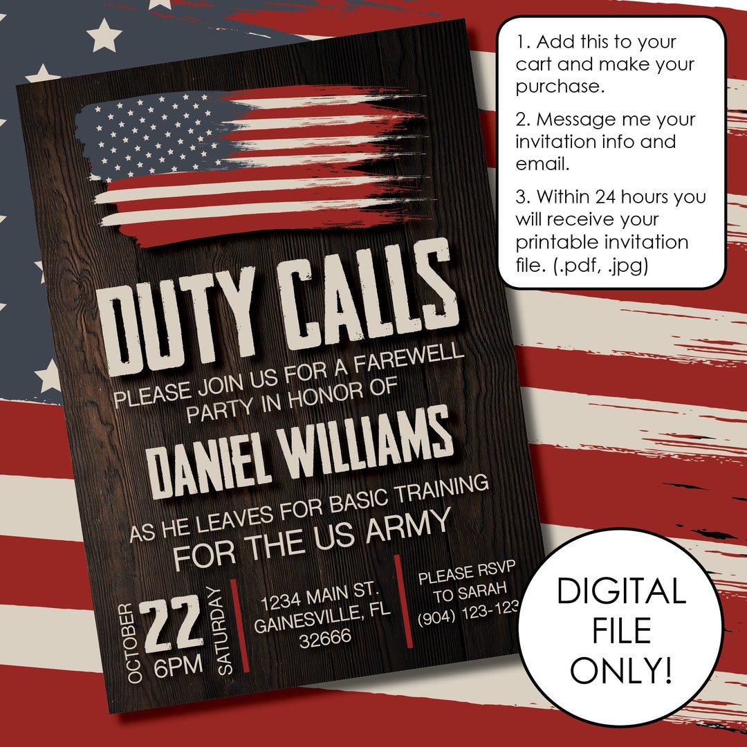 Army Basic Training Going Away Party 5x7 Personalized - Etsy