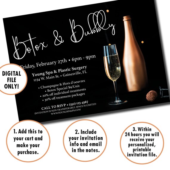 Botox Party Invitation 5x7 Personalized Printable File | Etsy