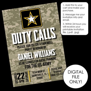 Army Basic Training Going Away Party 5x7 Personalized - Etsy