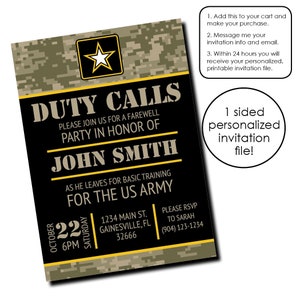 Army Basic Training Going Away Party 5x7 Personalized - Etsy