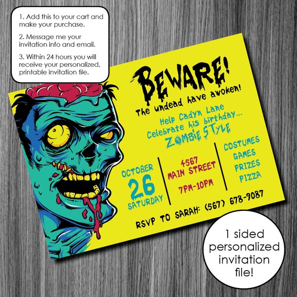 Zombie Invitation - Etsy