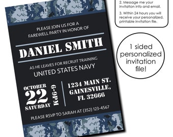 Navy Going Away Party invitation digital download design template svg ...