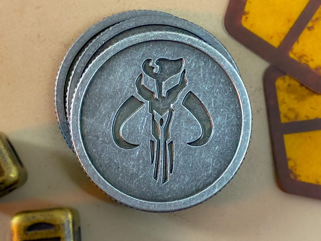 Silver Mandalorian Mythosaur Credit | Double-sided Star Wars Inspired ...