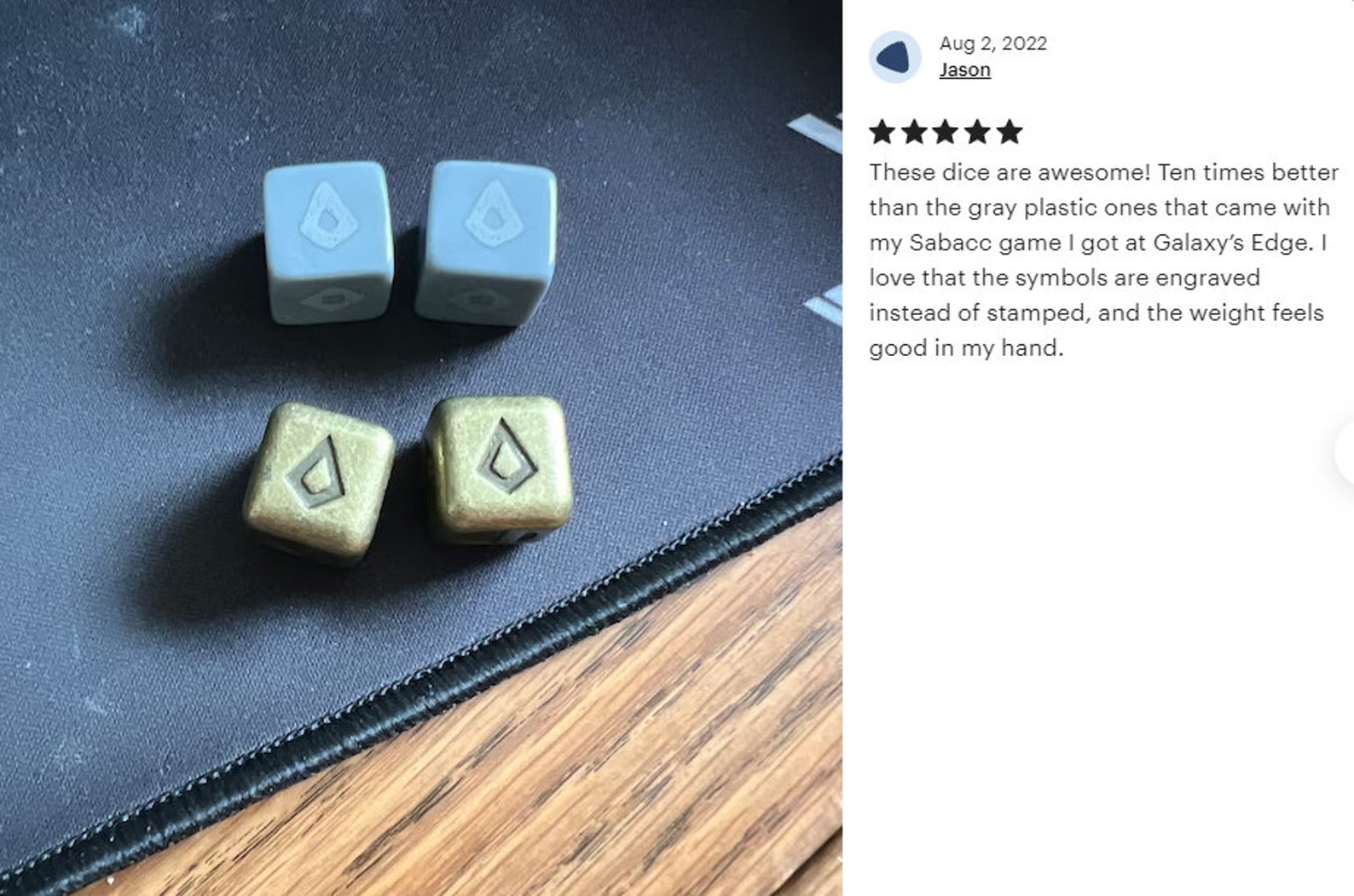 Gold Sabacc Dice Solid Metal Pair of Metal Dice Star Wars - Etsy