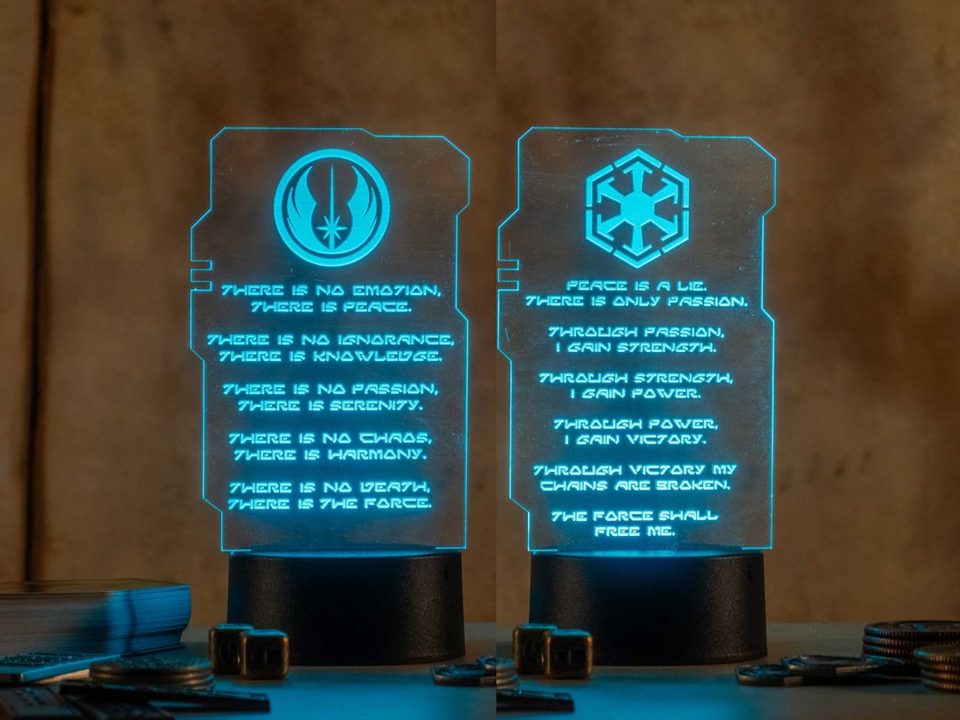 Jedi and Sith Code Hologram LED Night Light With Remote Control Star ...