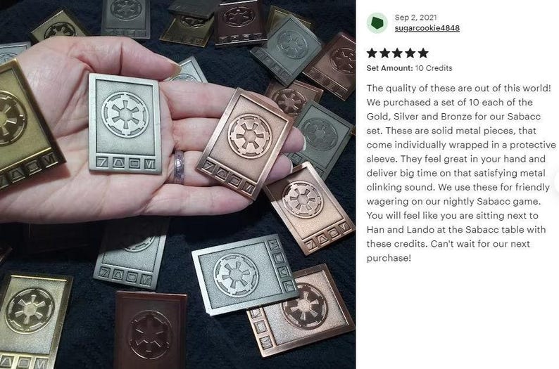 Mandalorian Sabacc Set | Mythosaur Solid Metal Tokens | Star Wars ...