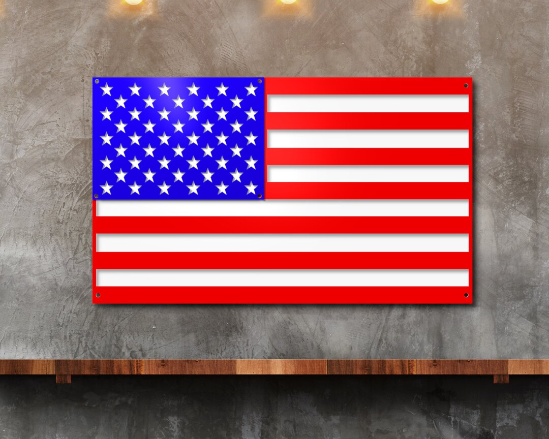 Layered Metal American Flag Sign, Double Layered USA Sign, Home ...