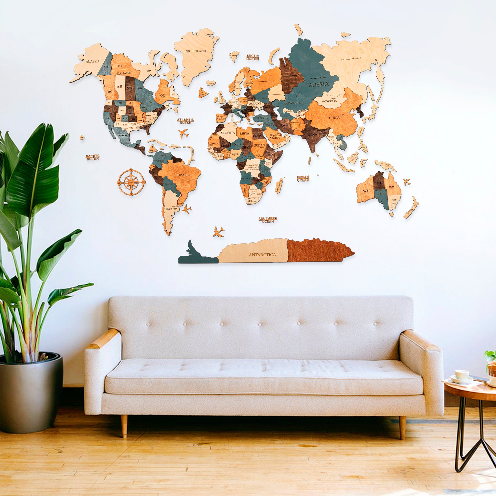 World Map Wood Wall Art Wooden Map Wood World Map Rustic | Etsy